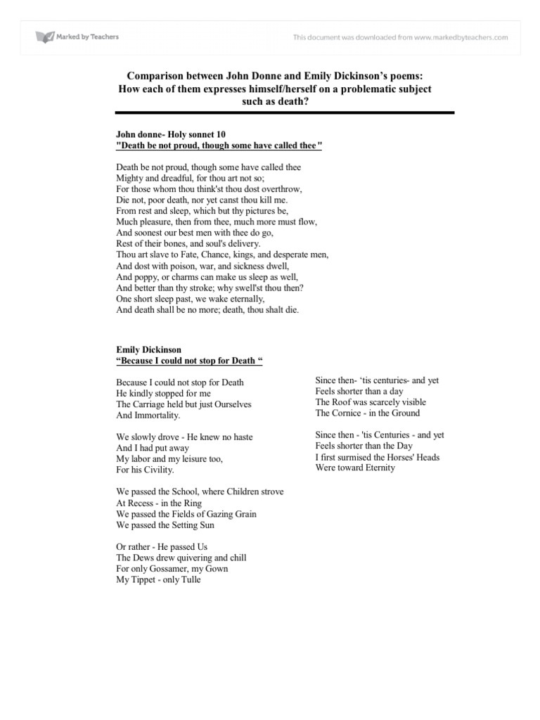 5 Donne-And-Emily-Dickinsons-Poems-How-Each-Of-Them-E | PDF