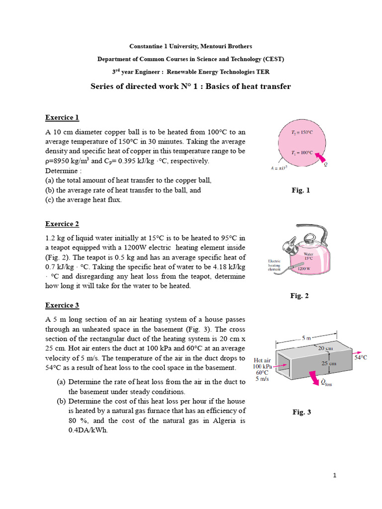 Heat Transfer Exercises for Engineers | PDF | Heat Transfer | Heat