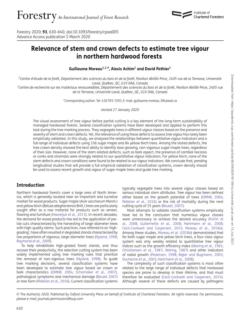 Crown Tree Vigour Moreau Et Al | PDF | Trees | Akaike Information Criterion