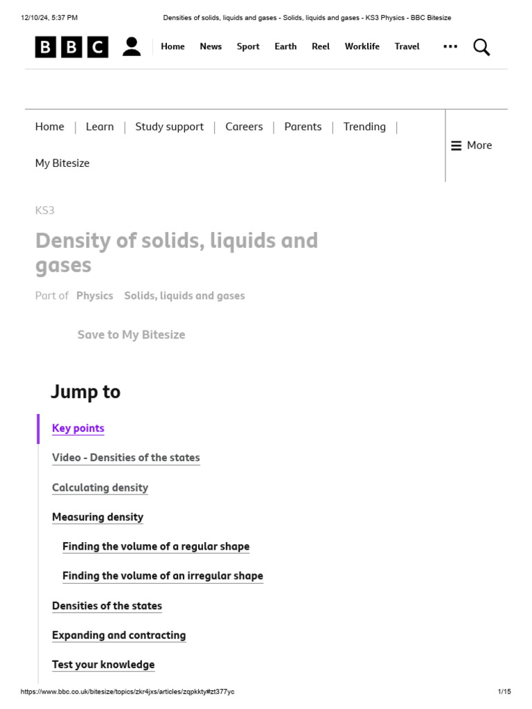 Densities Of Solids Liquids And Gases Solids Liquids And Gases
