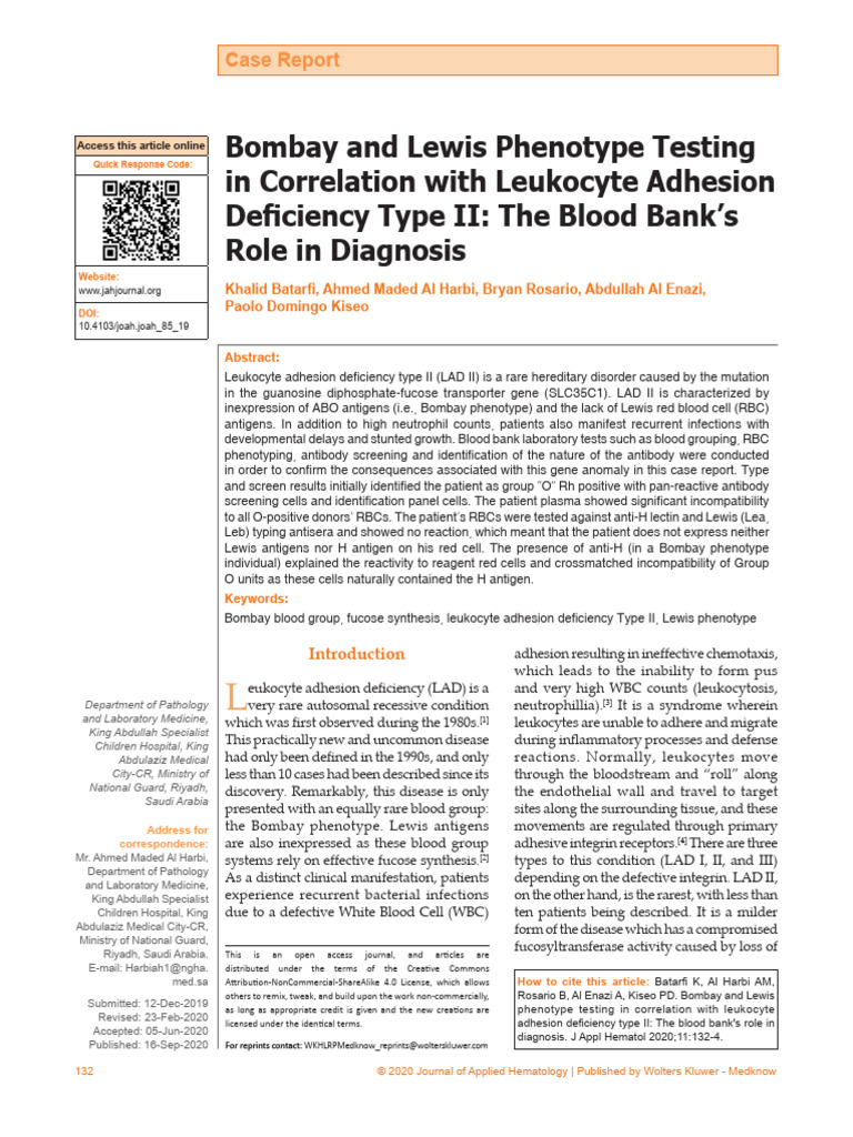 Bombay and Lewis Phenotype Testing in Correlation.8 | PDF | Immunology ...