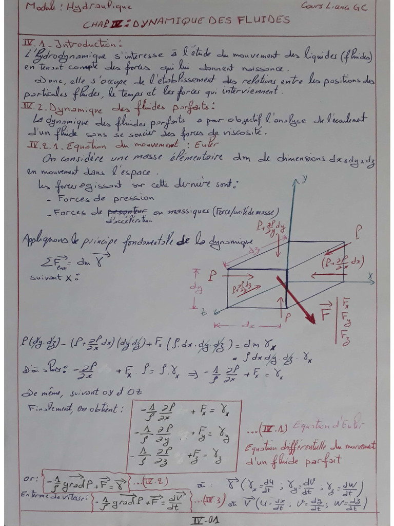 Cours 2-2 Dynamique Des Fluides Parfaits | PDF