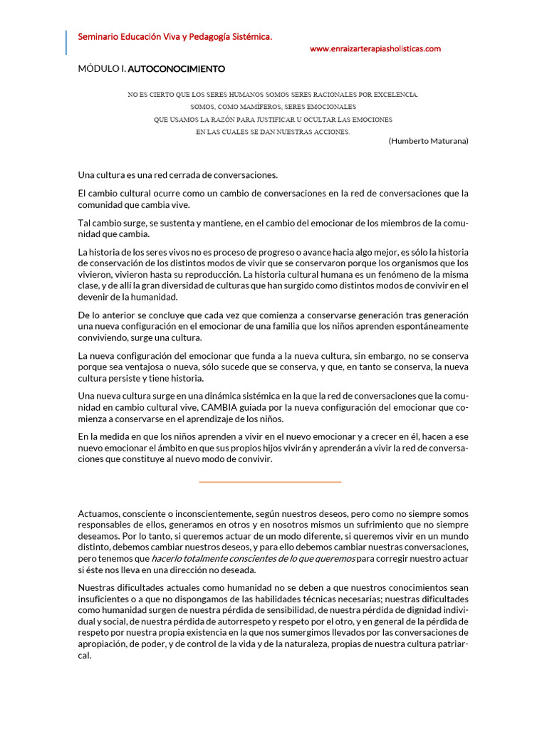 Autoconocimiento y Educación Viva | PDF | Las emociones | Humano