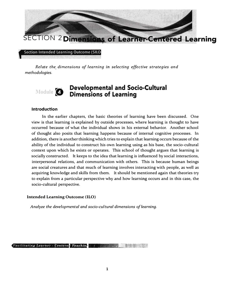 Module 4 Developmental Dimensions of Learning | PDF | Developmental ...