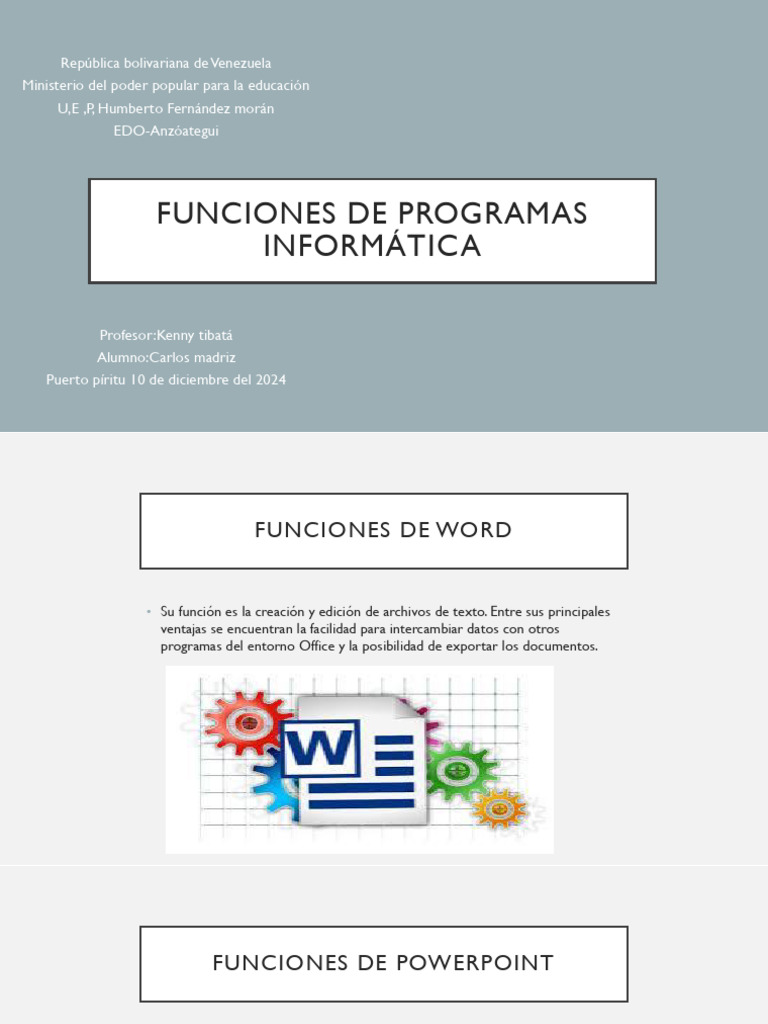 funciones de programas de informática | PDF | Microsoft PowerPoint ...