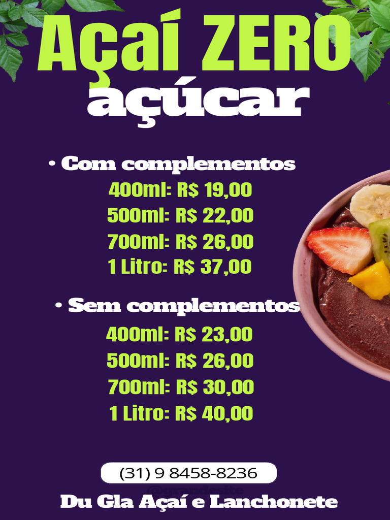 Açaí ZERO AÇÚCAR | PDF