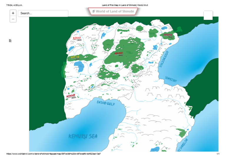 Land of Fire Map in Land of Shinobi_ World Anvil | PDF