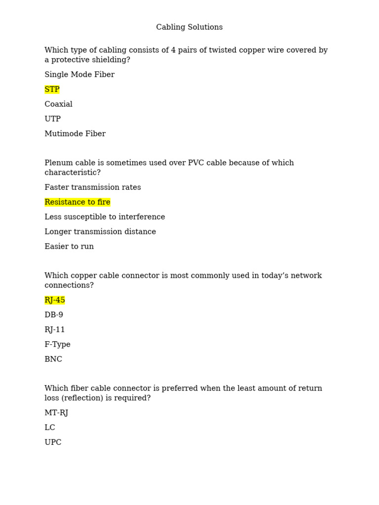 Cabling Solutions Ch 6 | PDF