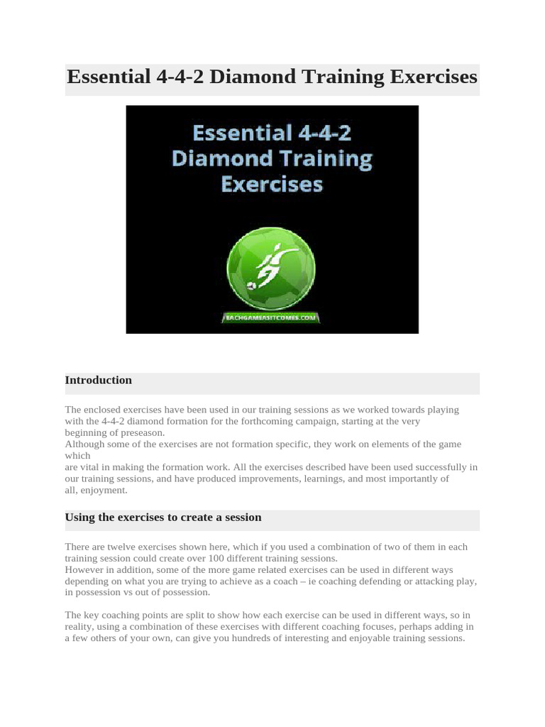 4-4-2 Diamond Training Exercises Guide | PDF | Defender (Association ...