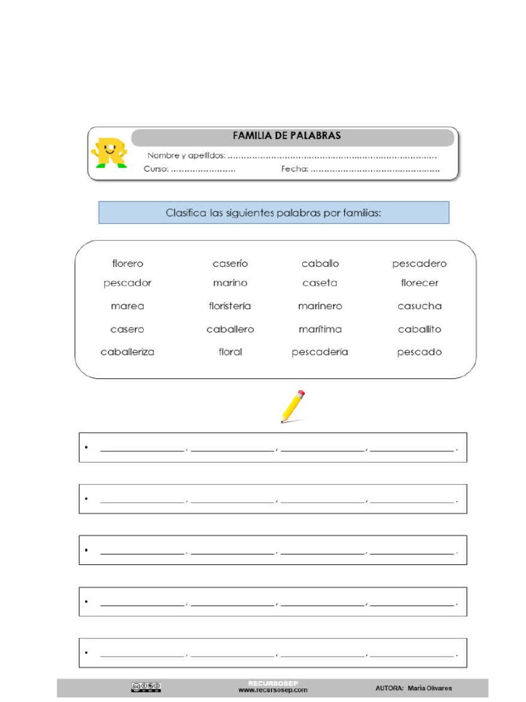 Tema 1 Familias de Palabras | PDF