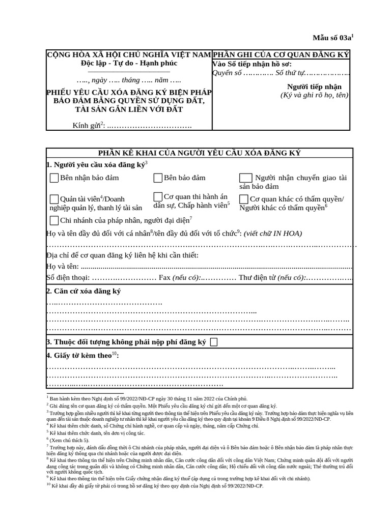 Mau So 03a - Xoa Dang Ky | PDF