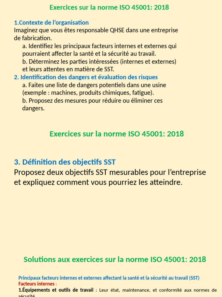 Exercice ISO 45001 | PDF | Santé et sécurité au travail | Sécurité