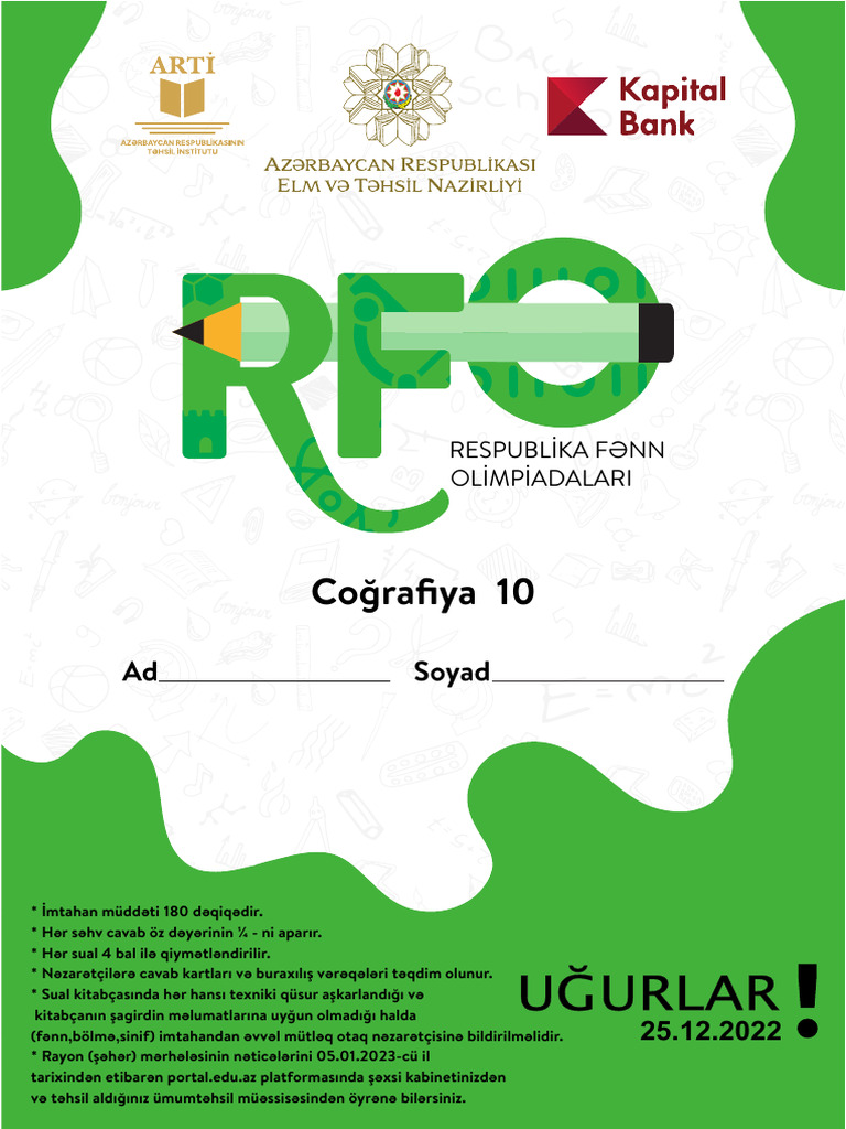 Coğrafiya Olimpiada-10 (2023)(Rayon) | PDF