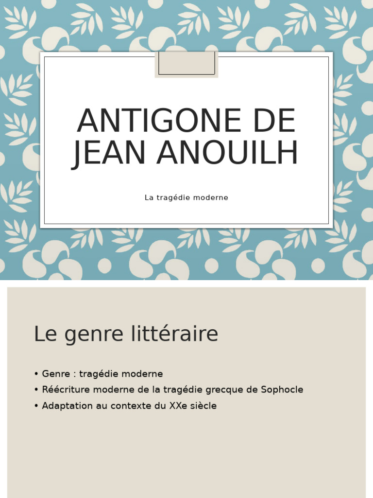 Antigone d'Anouilh : Tragédie Moderne | PDF | Œdipe