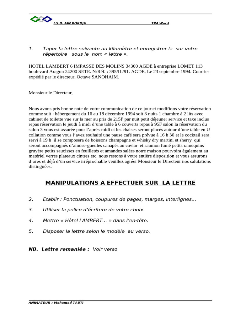 tp4 | PDF | Repas | Nourritures