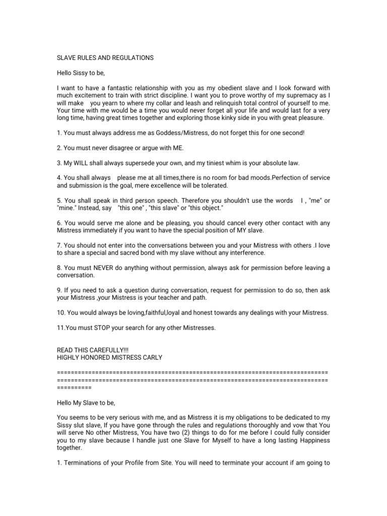 Slave Rules for Submission and Service | PDF