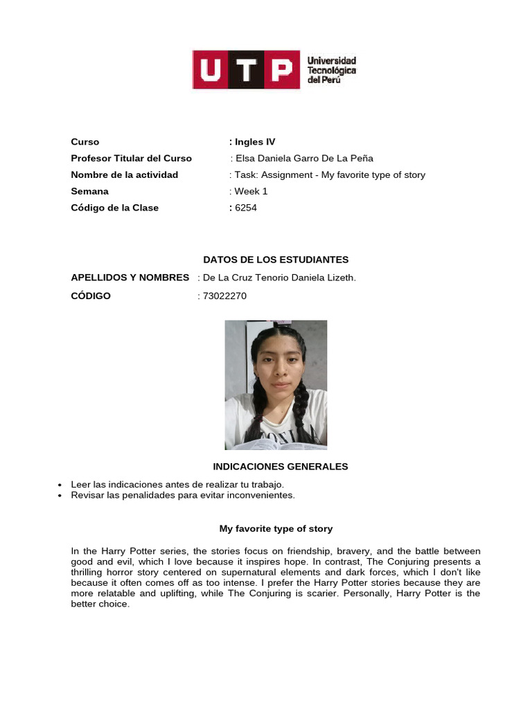 My Favorite Story Type Assignment | PDF