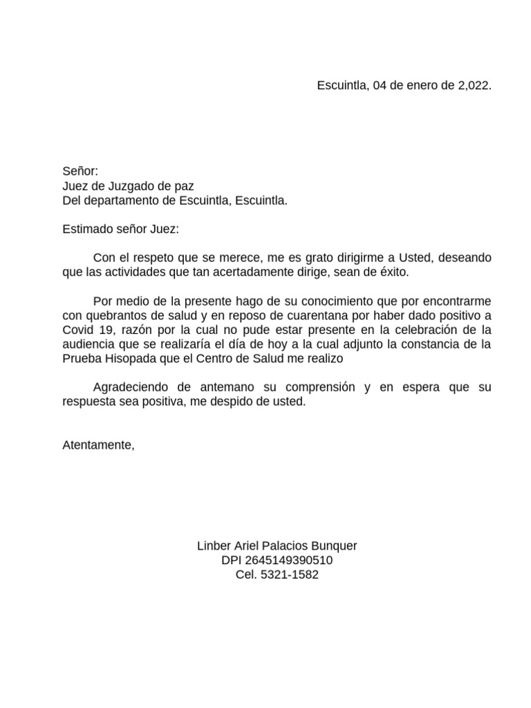 Carta de Excusa | PDF