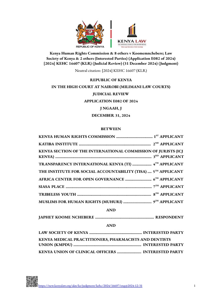 Neutral Citation: (2024) KEHC 16607 (KLR) : ST ND | PDF | Strike Action ...