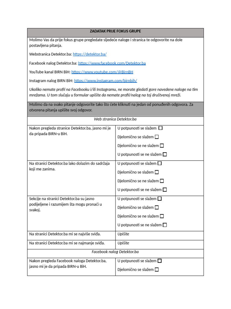 Zadatak Prije Fokus Grupe FINAL1 | PDF