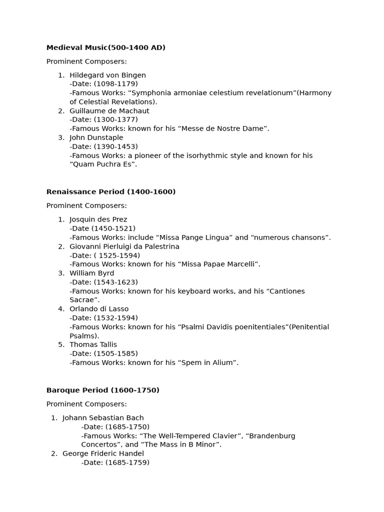 Art Appreciation - Historical Classical Music | PDF | Symphony | Concerto