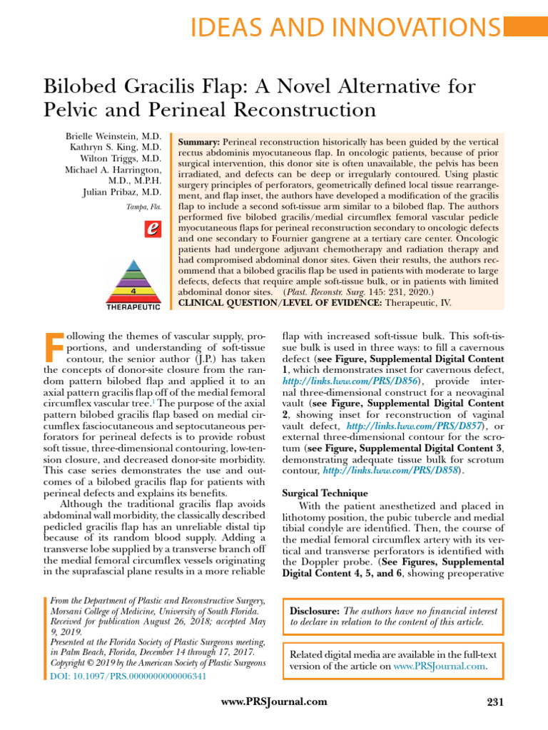 Bilobed Gracilis Flap_A Novel Alternative for Pelvic and Perineal Reconstruction | PDF | Pelvis ...