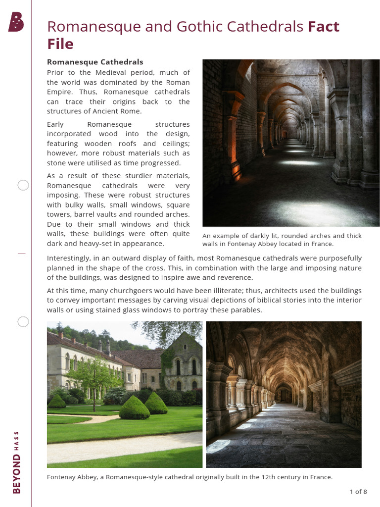 Romanesque and Gothic Cathedrals Fact File | PDF | Gothic Architecture ...