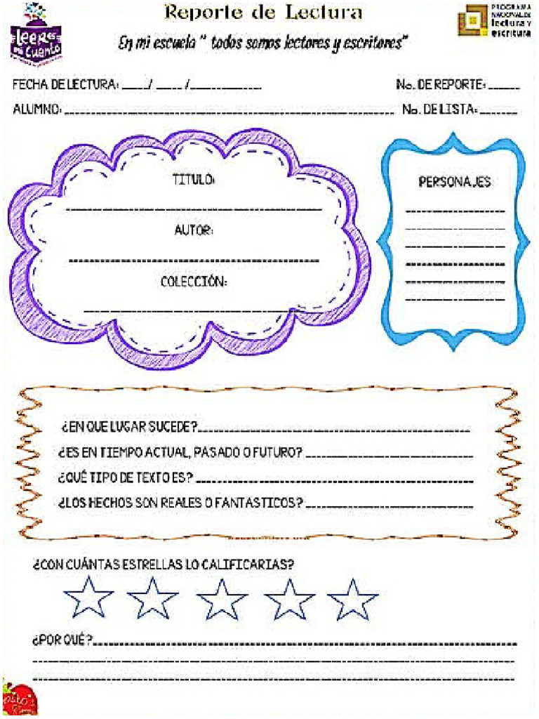FORMATO PARA REPORTE DE LECTURA | PDF