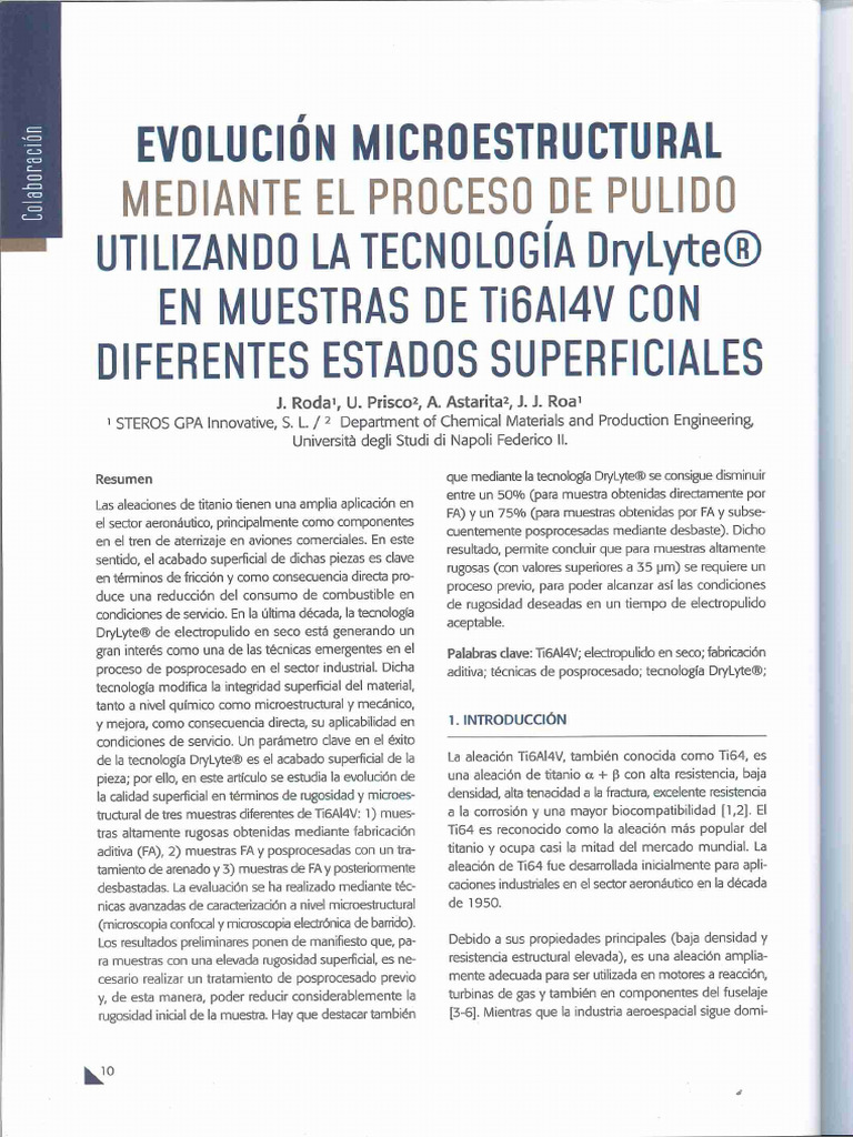 Evolución Microestructural Mediante El Proceso de Pulido Utilizando La ...