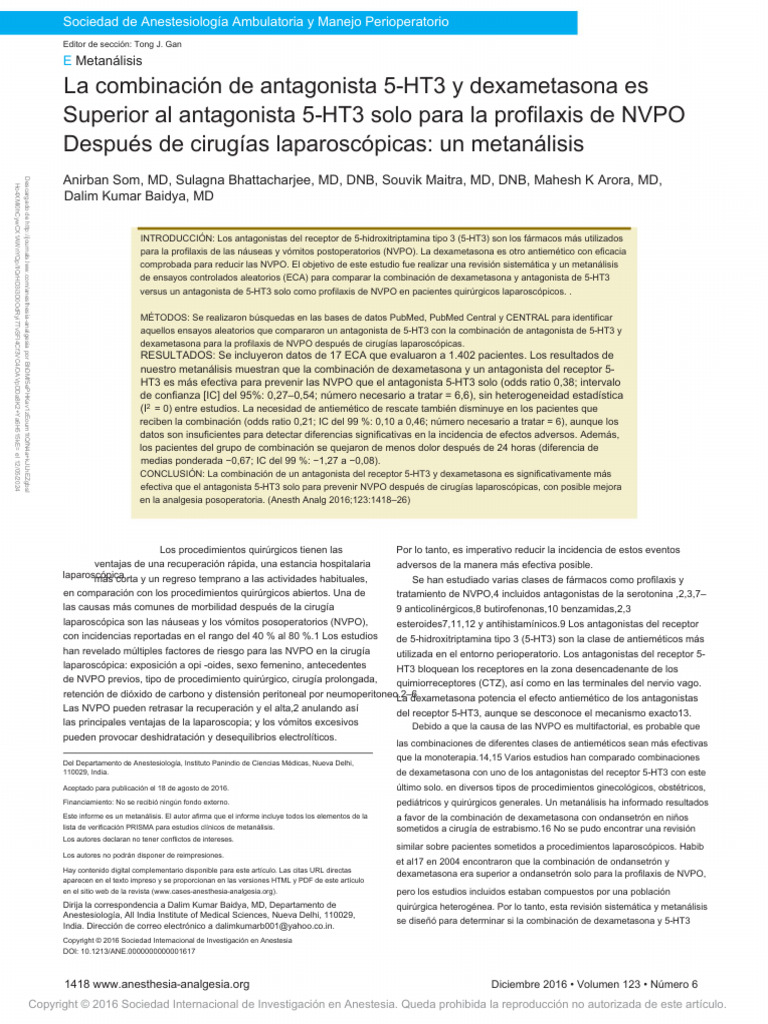 Combination of 5 Ht3 Antagonist and Dexamethasone.13 (1) | PDF | Metaanálisis | Medicina