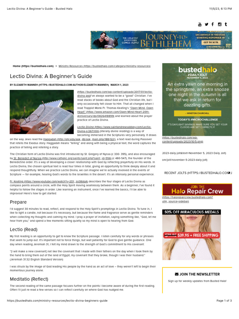 Lectio Divina: A Beginner's Guide - Busted Halo | PDF | Lectio Divina ...
