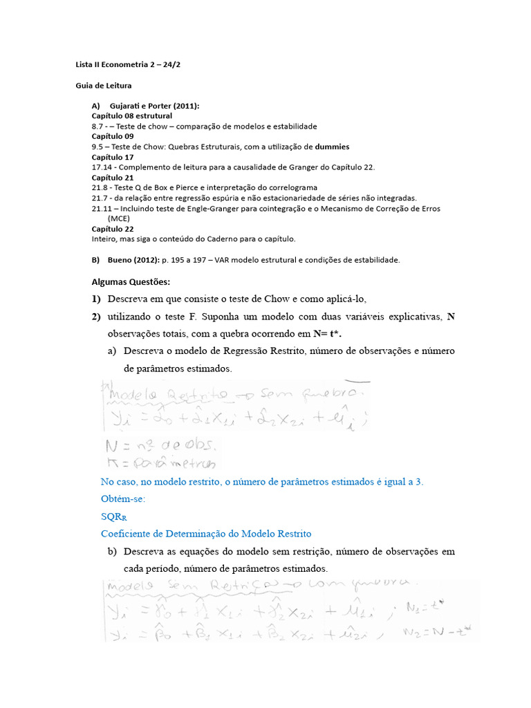 Lista 2 Eco2 24-2 Gab | PDF