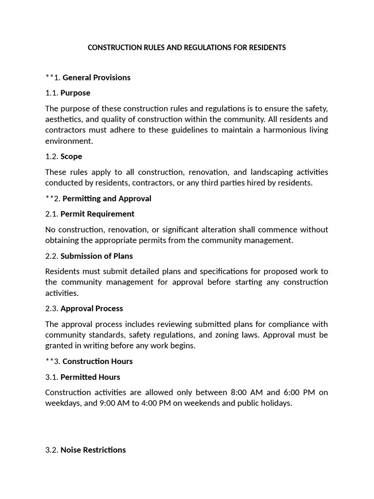 Construction Rules for Residents | PDF | Waste | Regulatory Compliance