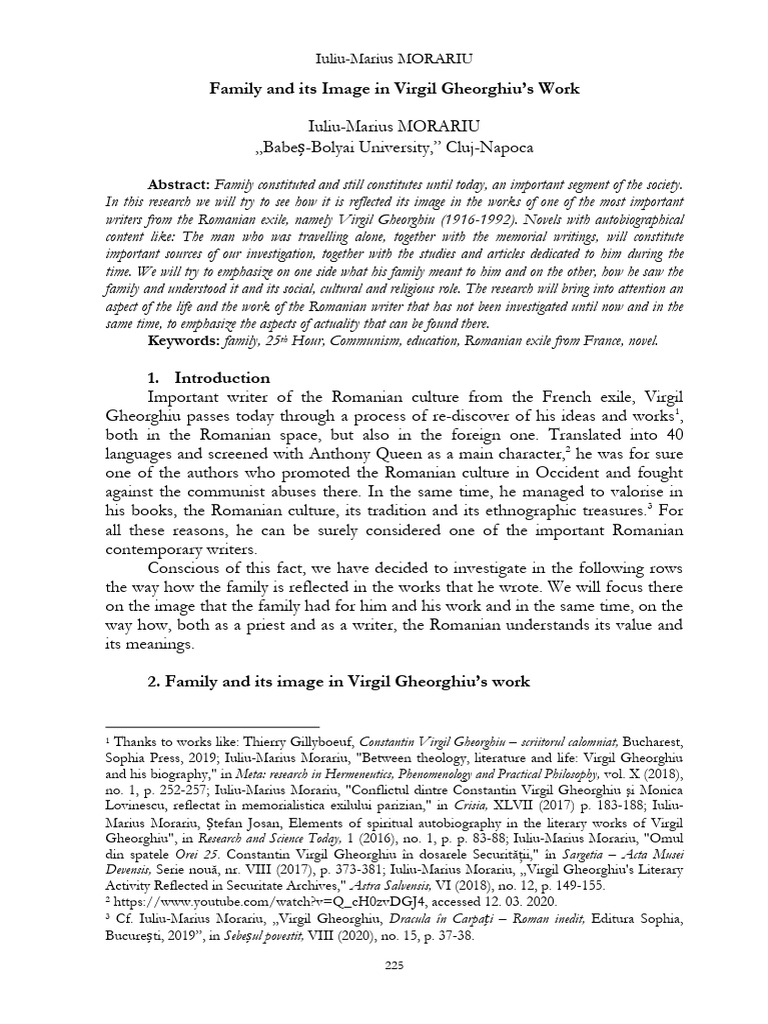 Iuliu-Marius MORARIU - Family and Its Image in Virgil Gheorghiu's Work ...