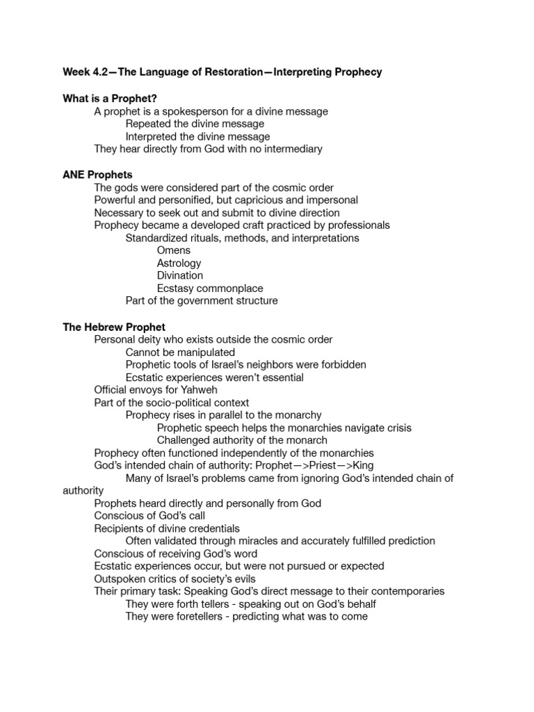 Week 4.2-The Language of Restoration-Interpreting Prophecy | PDF | Nevi ...