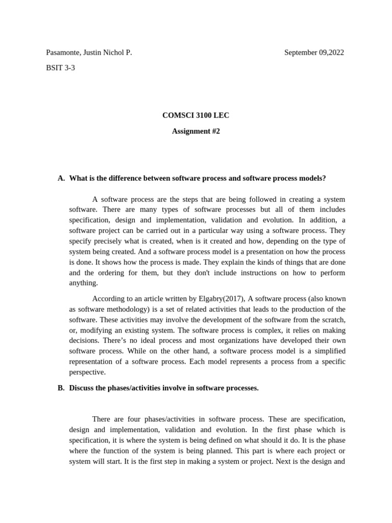 Assign2 PasamonteJustinNichol | PDF | Software Development Process | Software