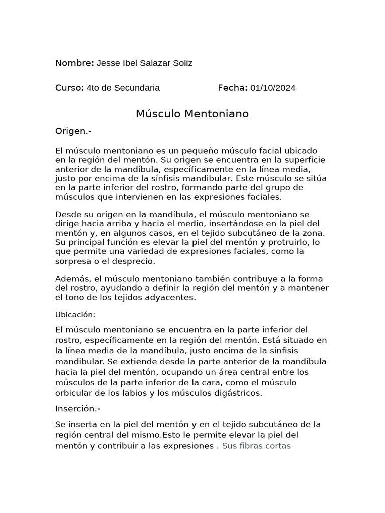 Músculo Mentoniano | PDF | Cara | Anatomía humana
