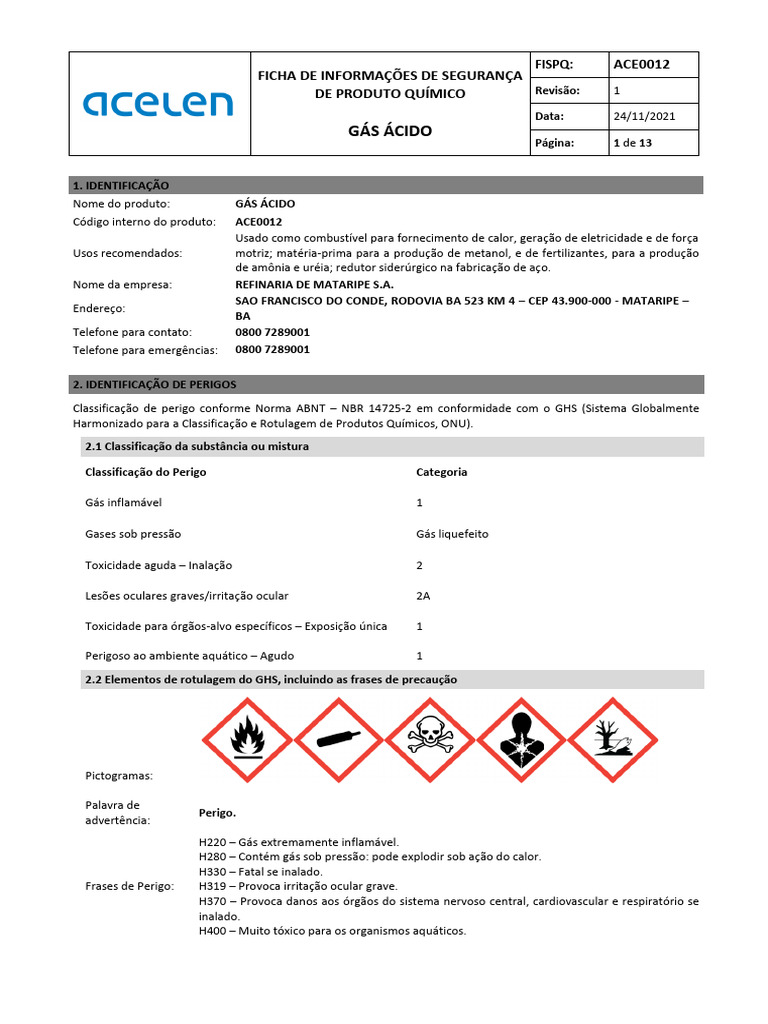 Gas Acido | PDF | Incêndios