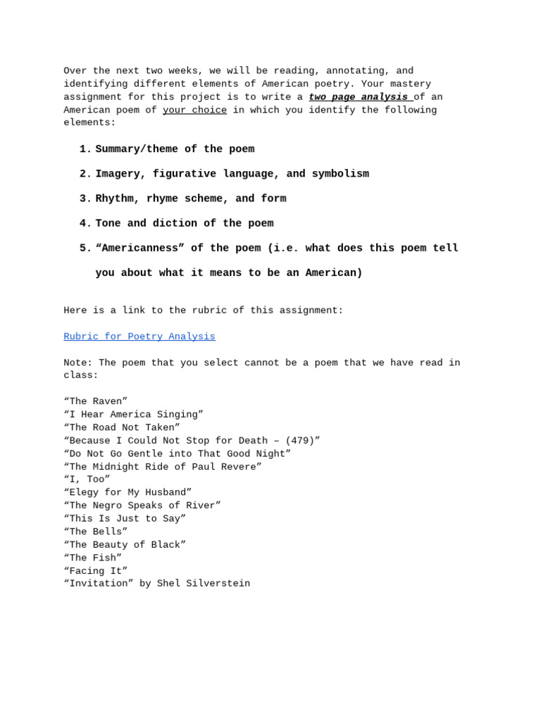 Analyzing Poetry Essay | PDF