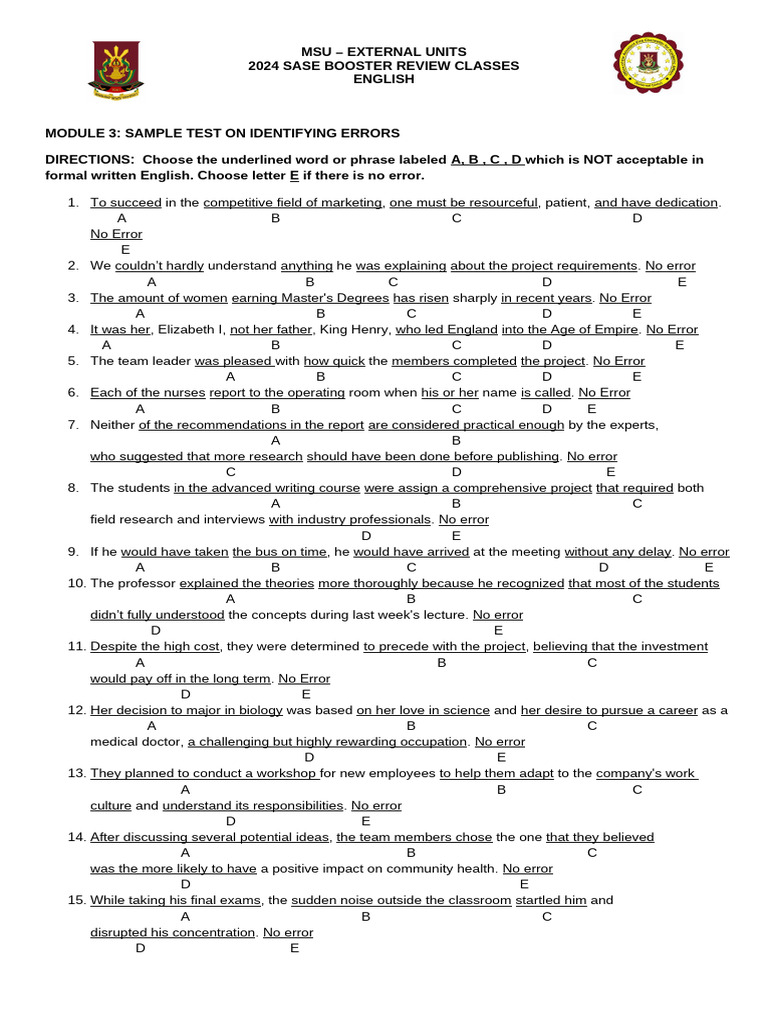 Module 3 Identifying Errors-1 | PDF | Cognition
