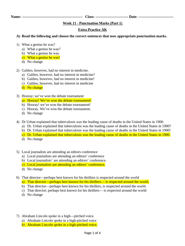 Wk11-Punctuation Marks (Part 1) - Extra Practice AK | PDF | Planets | Ptolemy