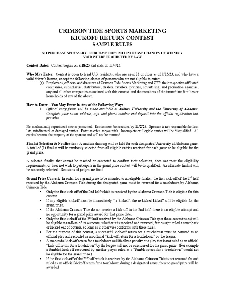 2023 Alabama - AMHA Sweeps Rules | PDF | American Football