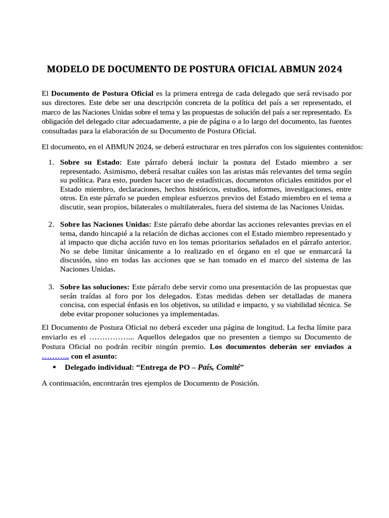 Modelo-de-documento-postura-oficial- ABMUN 2024 | PDF | Privacidad | La violencia contra las mujeres