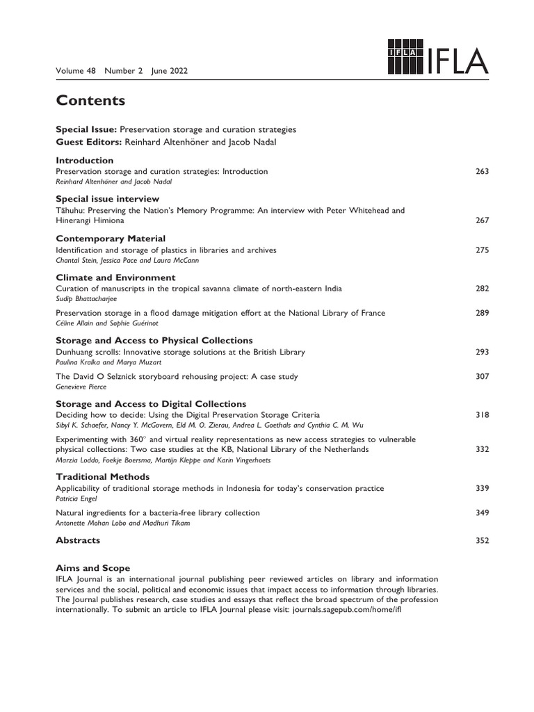 Preservation Storage and Curation Strategies - Ifla-Journal-48!2!2022 ...