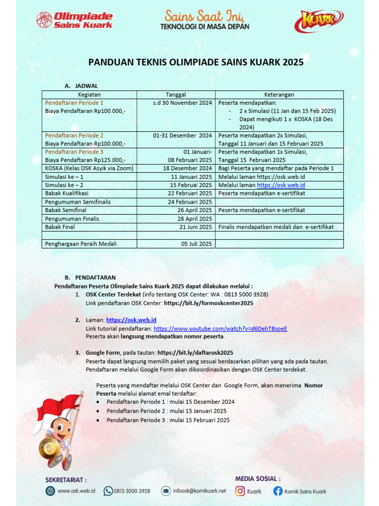 Petunjuk Tekhnis Olimpiade Sains Kuark 2025 | PDF