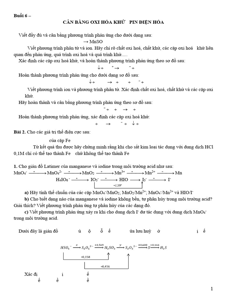 CÂN BẰNG OXH KHỬ PIN ĐIỆN | PDF