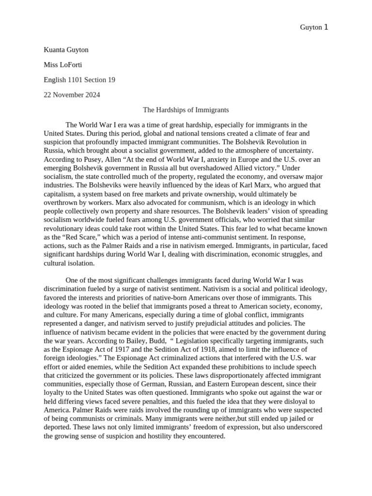 Research Paper Final Draft | PDF | Immigration | Nativism (Politics)