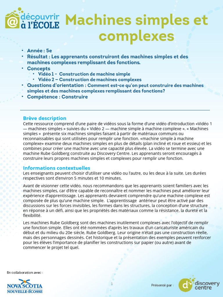 Construire des machines simples et complexes | PDF