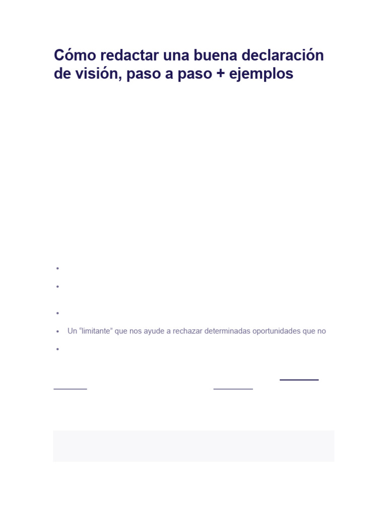 Guía para Redactar una Declaración de Visión | PDF | Planificación ...