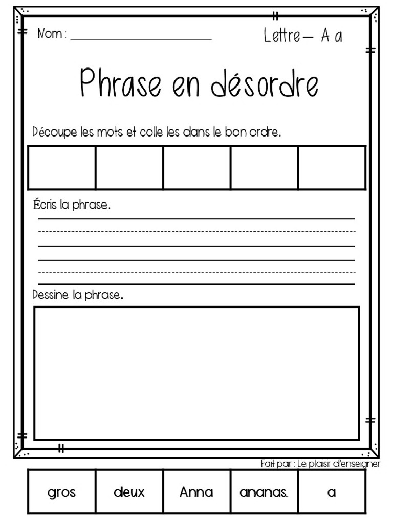 Phrases en Desordre Alphabet Echantillon | PDF